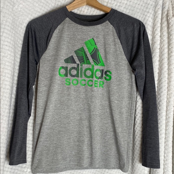 adidas | Shirts & Tops | Adidas Kids Gray And Green Soccer Shirt | Poshmark